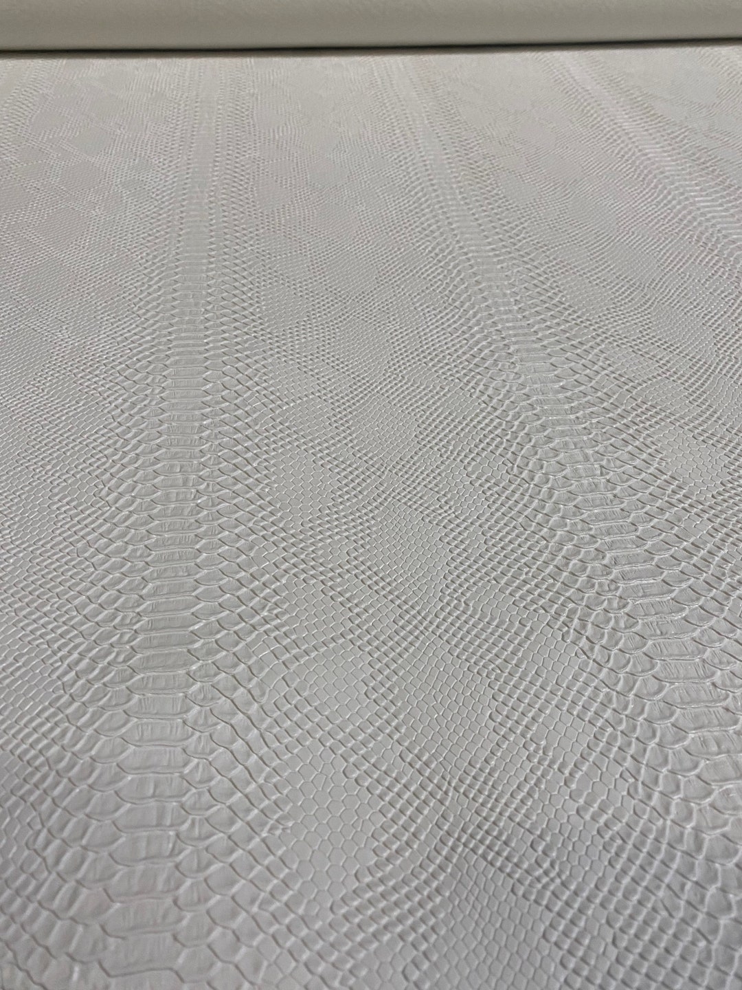 White Viper Upholstery Vinyl Leather Snake Embossed Fabric Sold by the ...