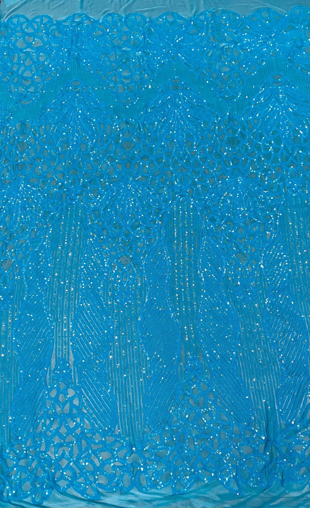 Sequin Aqua on Aqua Mesh , 4-way Stretch, Fabric 54" Sold by the Yard ...