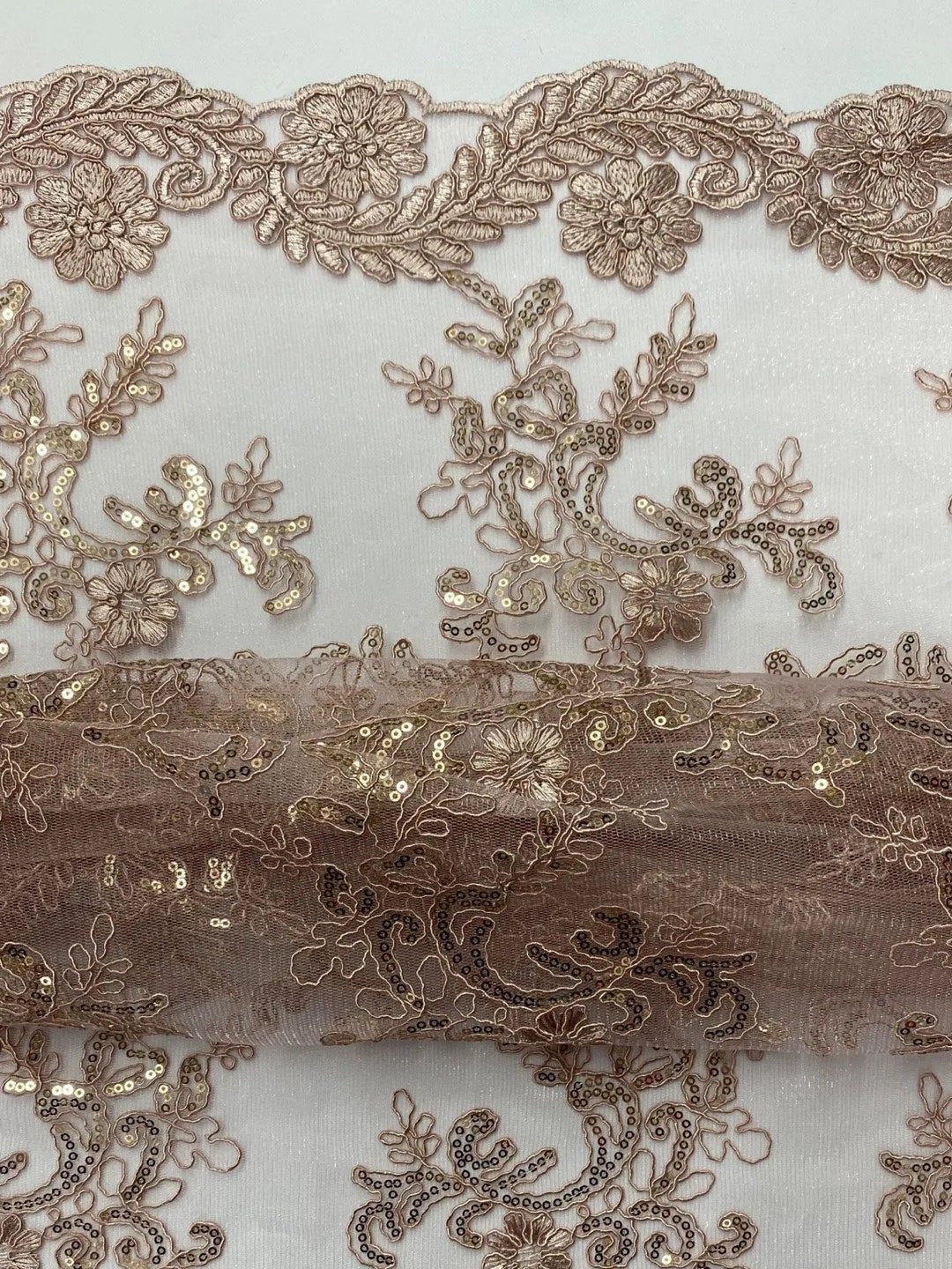 Elena Mauve Corded Floral Lace With Sequin Fabric Sold by the Yard - Etsy