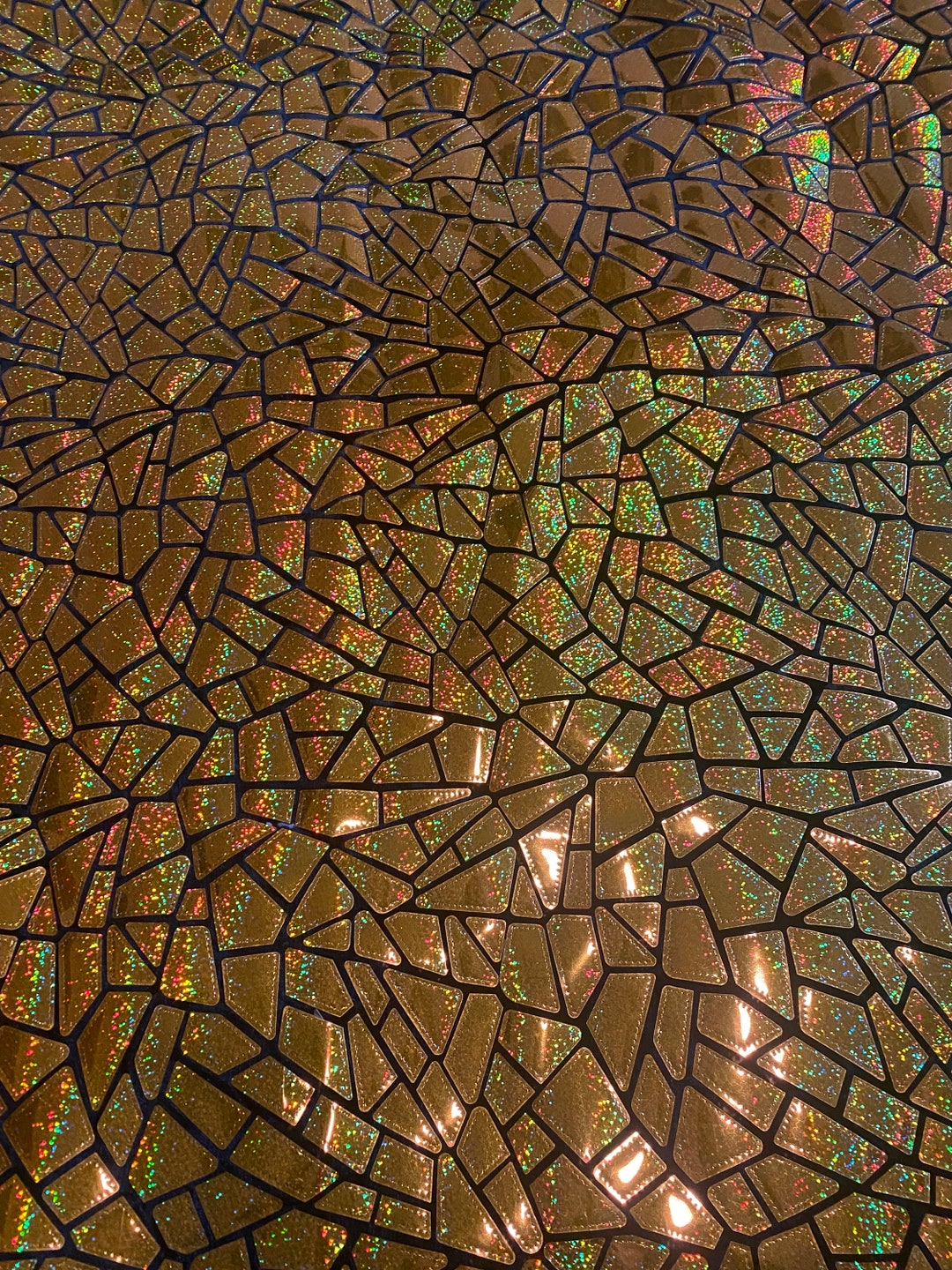 Gold Mystique Broken Glass Sequin Geometric on Black Stretch Velvet ...