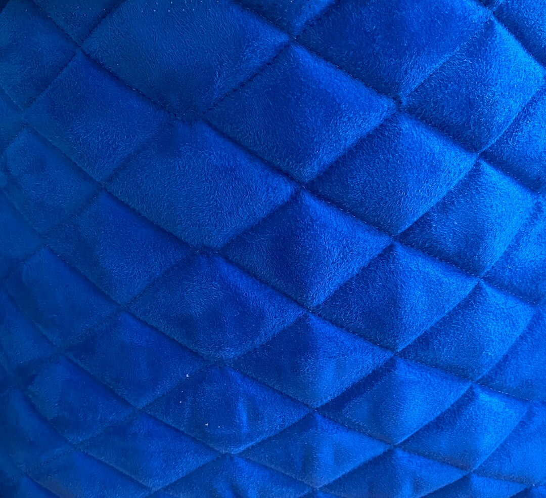 Royal Blue Suede Diamond Quilted Foam Backed Fabric Automotive ...
