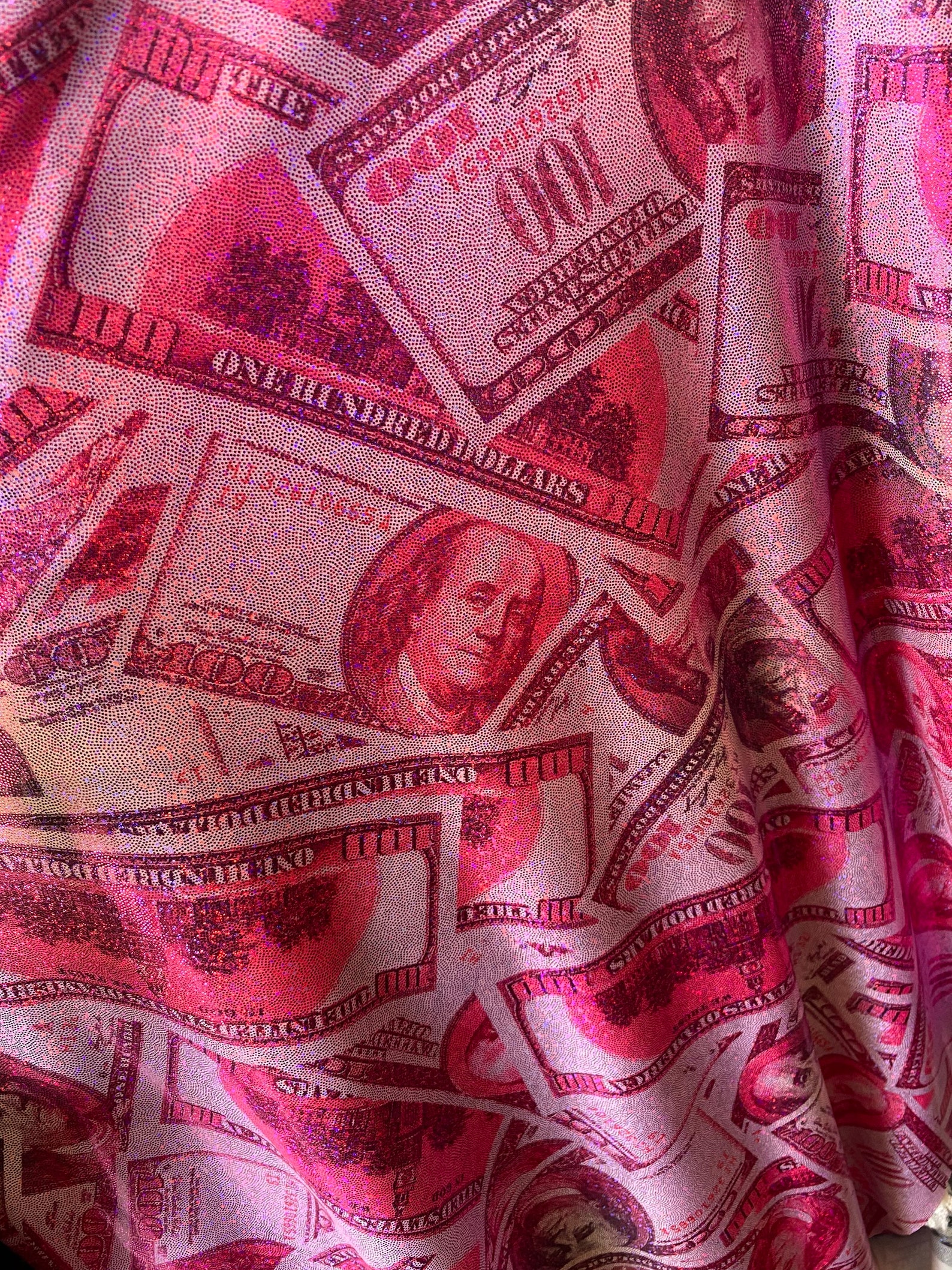 Pink Money 100 Glitter Foil Pattern 4 Way Stretch Spandex - Etsy