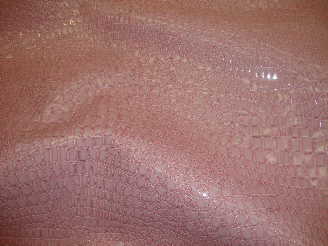 Pink Crocodile Embossed Faux Leather | Textured Vinyl Fabric ...