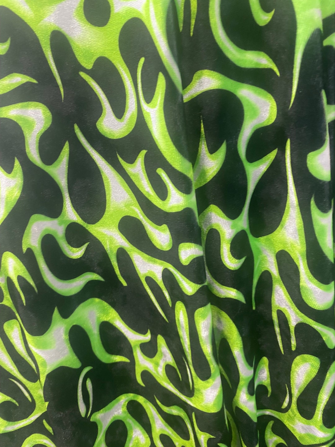 Neon Green Fire Flame Stretch Velvet Fabric 60” - Etsy