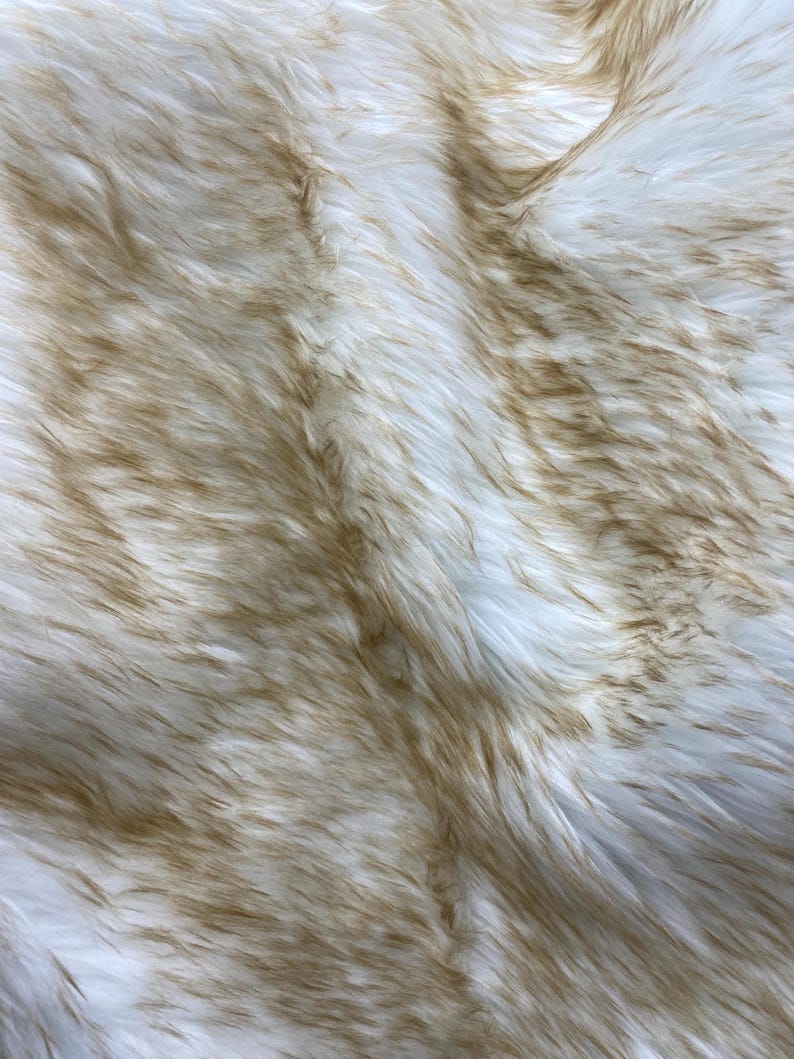 Luxury White Golden Beige Faux Fur Fabric – Soft Long Pile Shag Fur ...