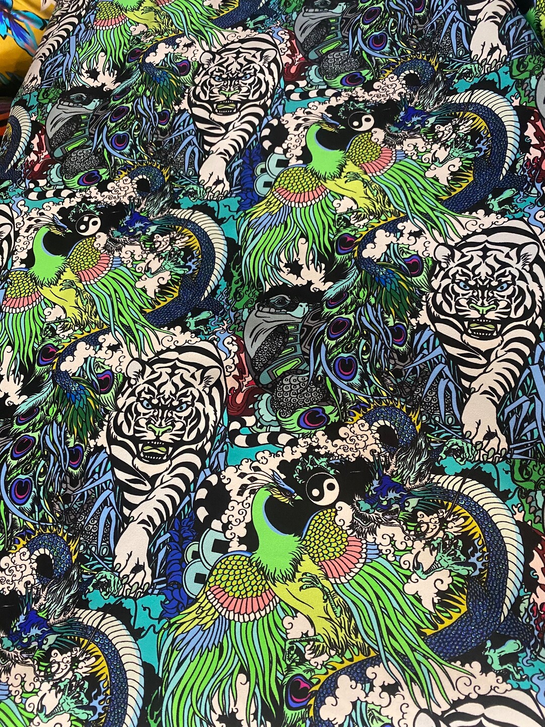 Exotic Tiger Design With Multi Animal Print Spandex Nylon 4 Way Stretch ...