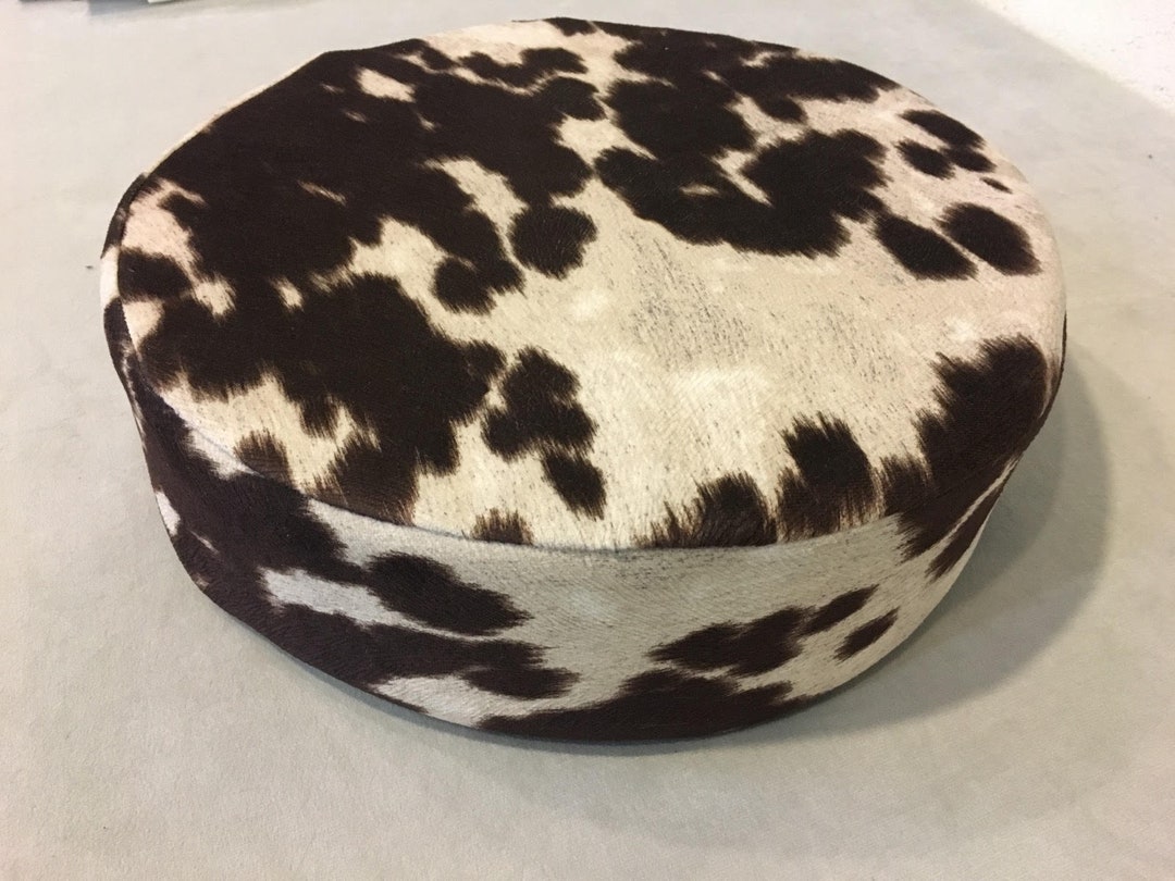 Brown Cow Print Suede Round Cushion Foam Upholstery Barstool Chair 4 ...