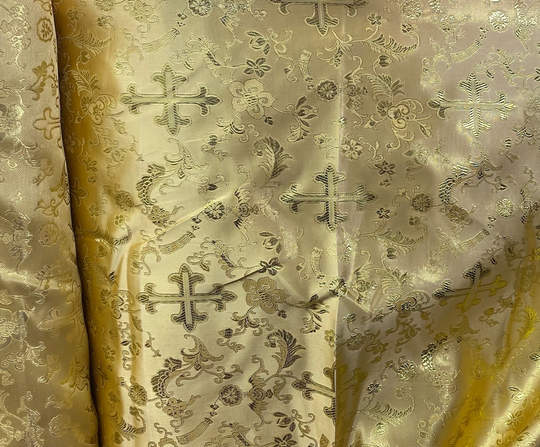 Gold Metallic Brocade Church Fabric by the Yard 56” Wide - Etsy