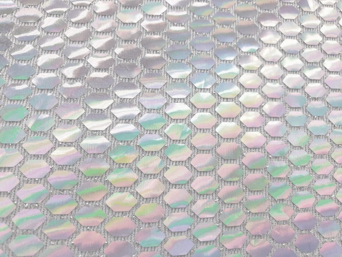 Iridescent White Honeycomb Mirror Sequins on Spandex 58/60 - Etsy