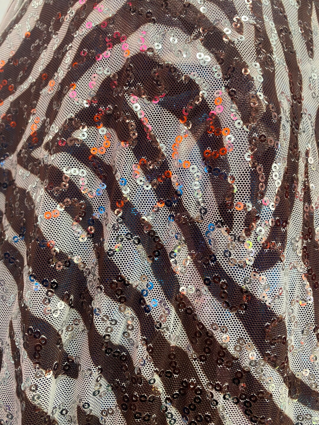 Brown Zebra Stretch Lace With Sequins All Around 58” Wide - Etsy