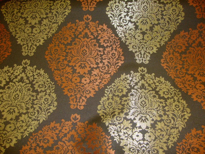 Rust and Gold Damask Jacquard Upholstery Drapery Fabric per | Etsy