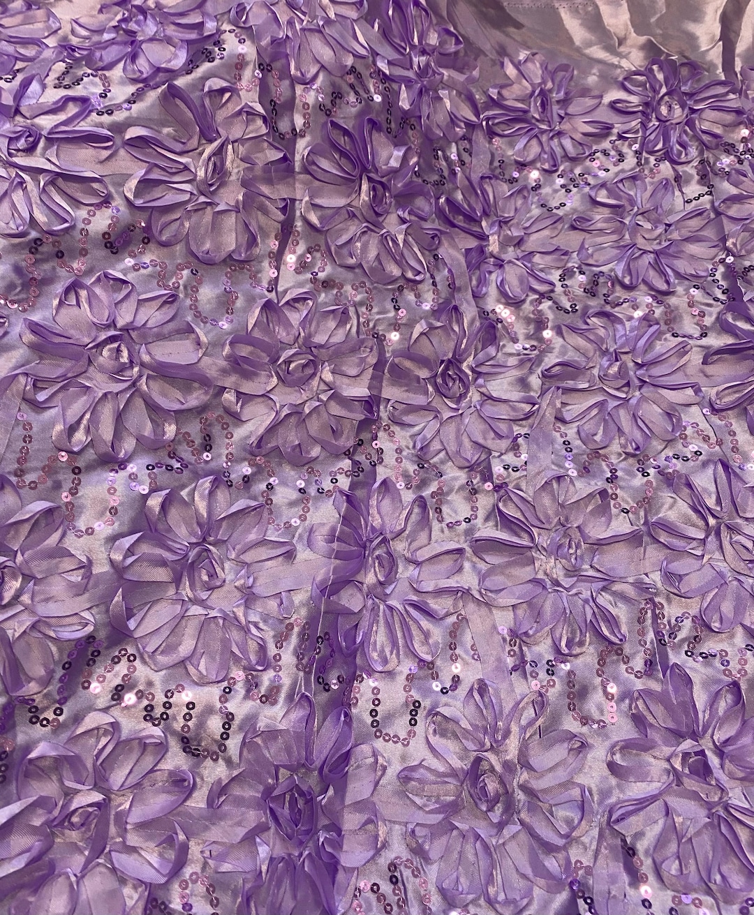 Lavender Satin Floral With Sequin Fabric per Yard - Etsy