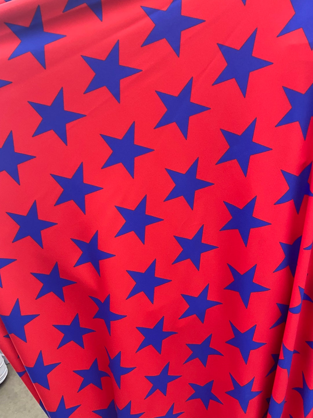 Blue Stars on Red Spandex Trixot 4 Way Stretch Fabric 58" Wide - Etsy
