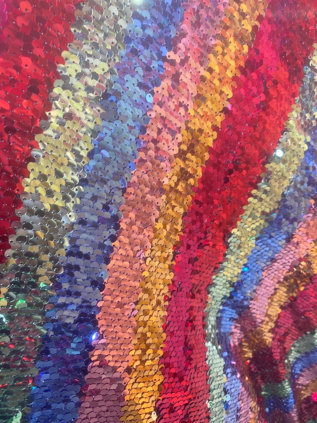 Striped Rainbow Mini Disc Glitz Stretch Sequin Fabric 54"/55" Wide by ...