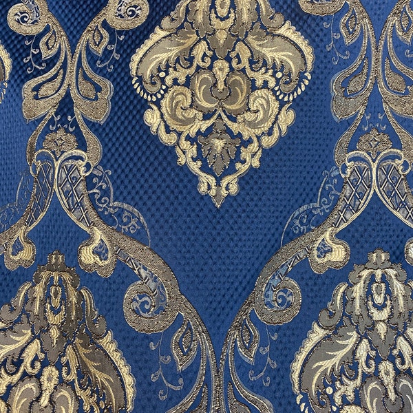 Blue Damask Fabric - Etsy