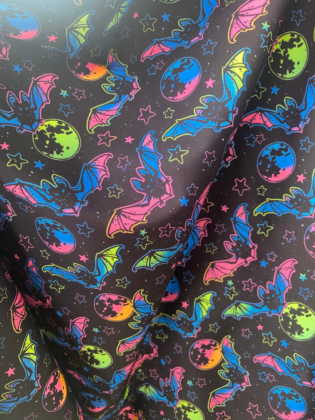 Flying Bats Multi Neon Colors Spandex Fabric by the Yard - Etsy