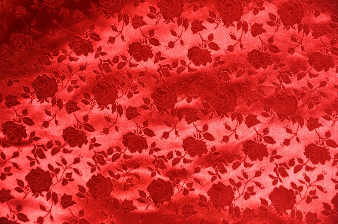 Red Satin Floral Jacquard Fabric 58" Wide per Yard - Etsy