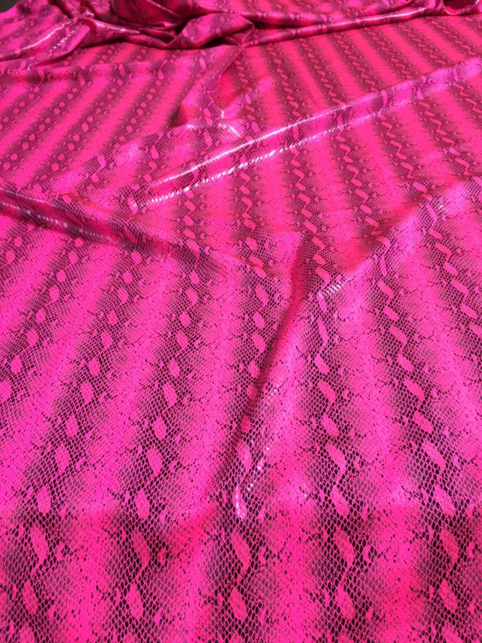 Neon Pink Snake Skin Reptile Venom Nylon Spandex Print Fabric. | Etsy