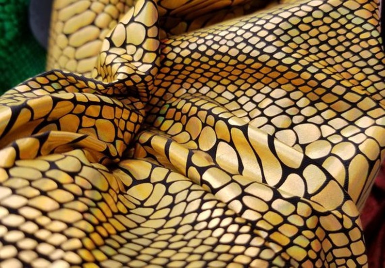 Gold Giant Snake Scales Hologram Nylon Spandex Fabric Dance - Etsy