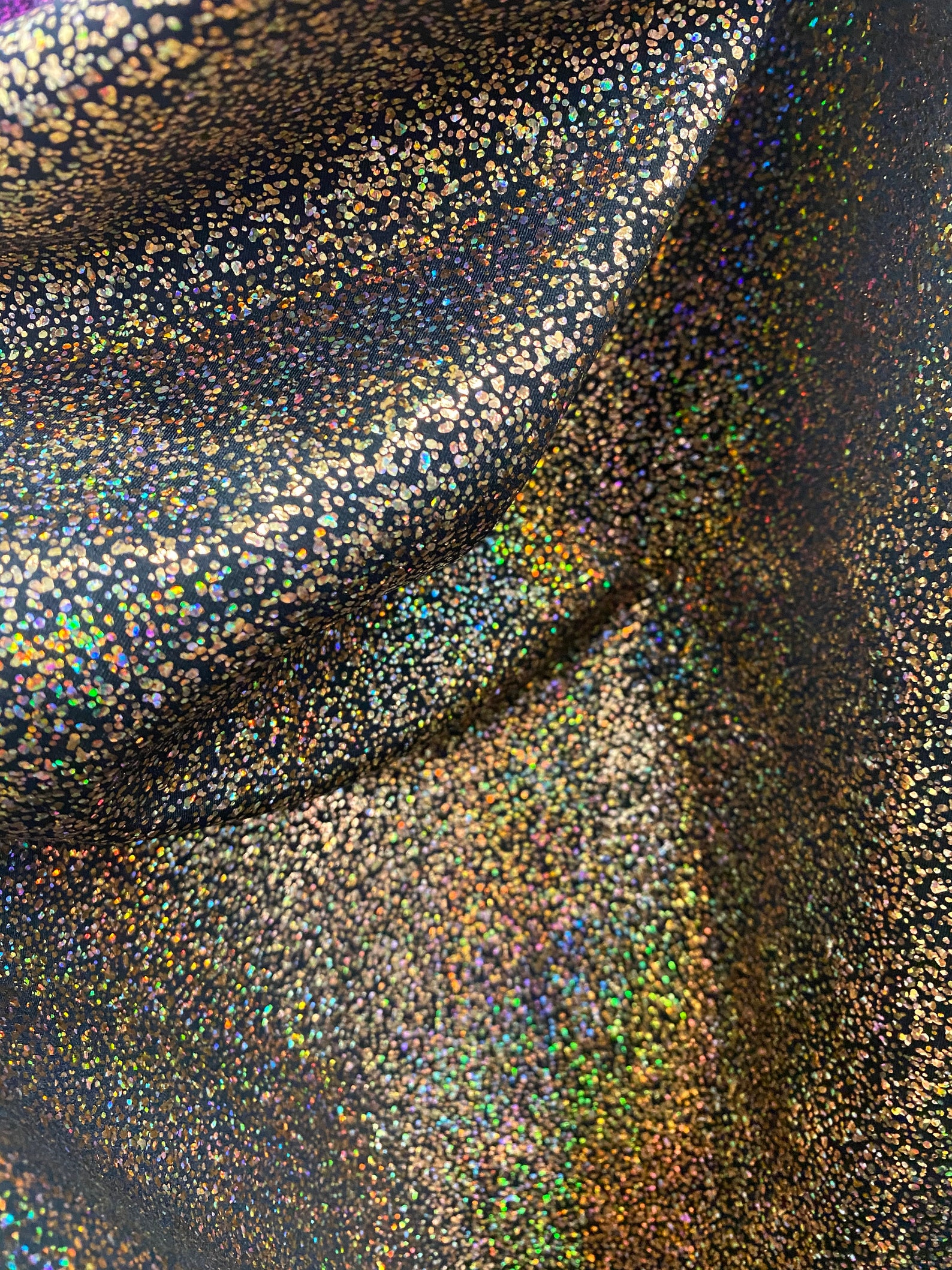 Gold Hologram Pebbles Design Hologram Metallic Nylon Spandex 4-way ...