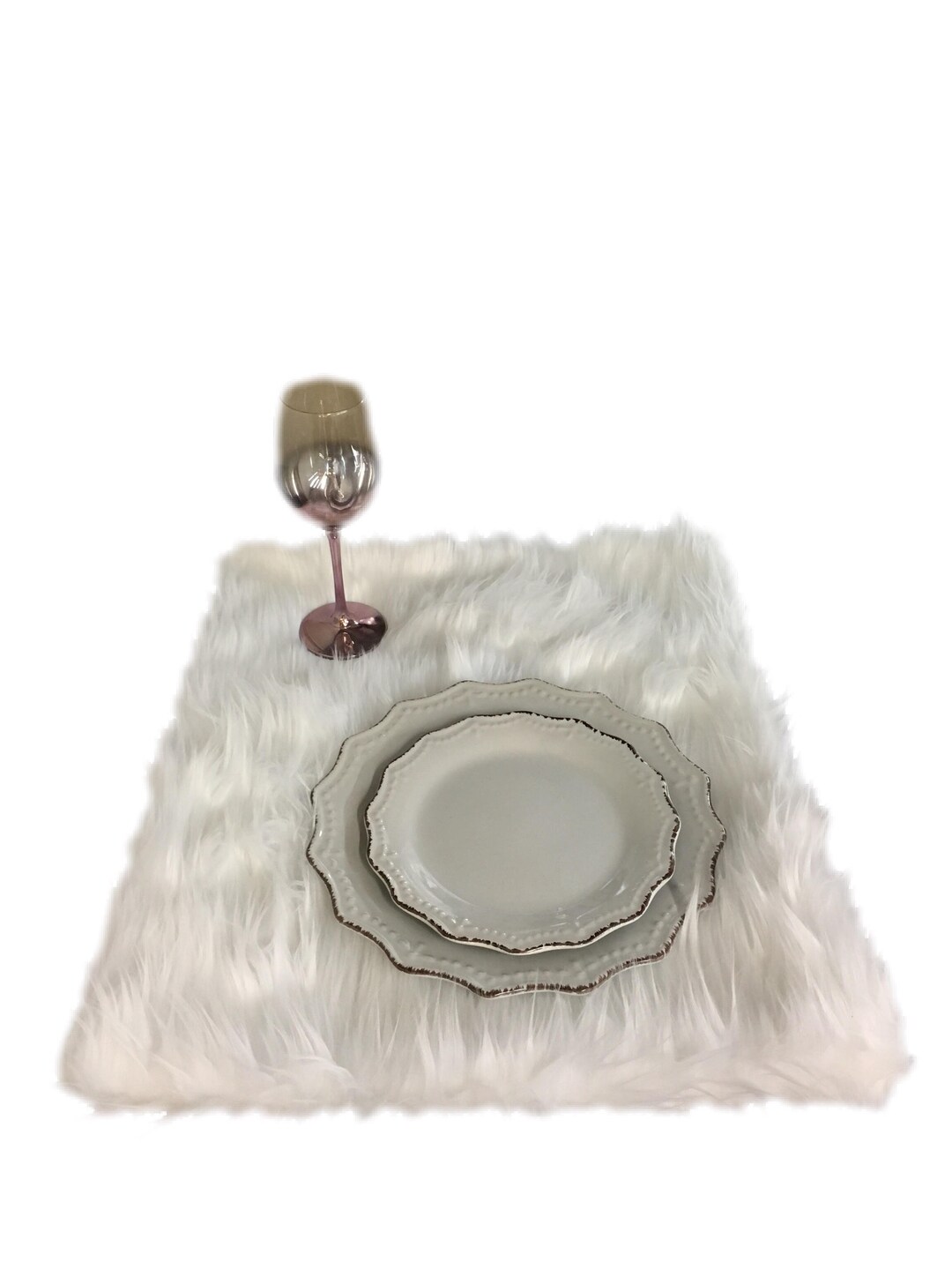 Shaggy Faux Fur Table Placemats (white) Table Linen, Holiday Decor ...