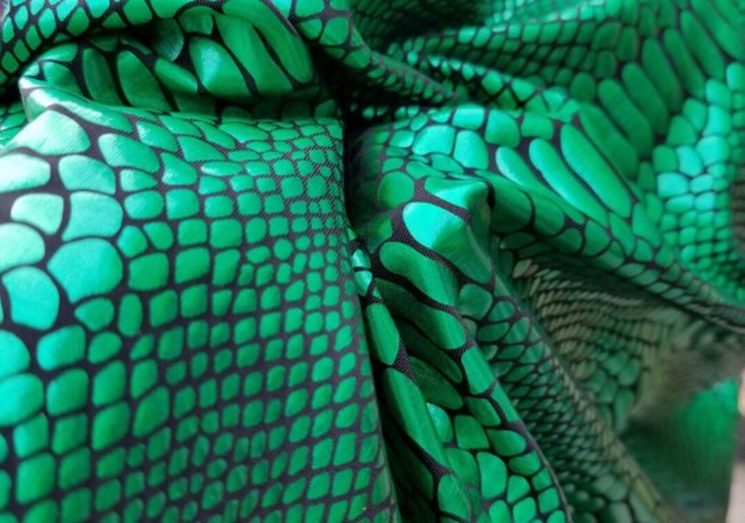 Green Giant Snake Scales Hologram Nylon Spandex Fabric Dance Swimsuits ...