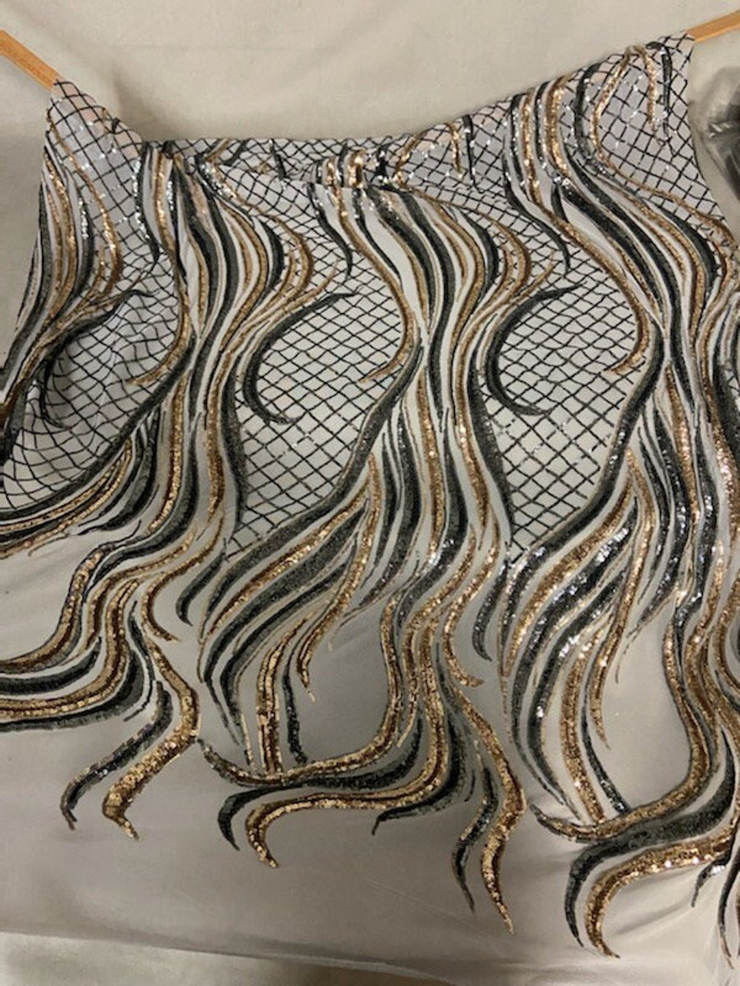4-way Stretch Wave Fishnet Sequin Mesh Dress Grown Fabric BY THE YARD ...