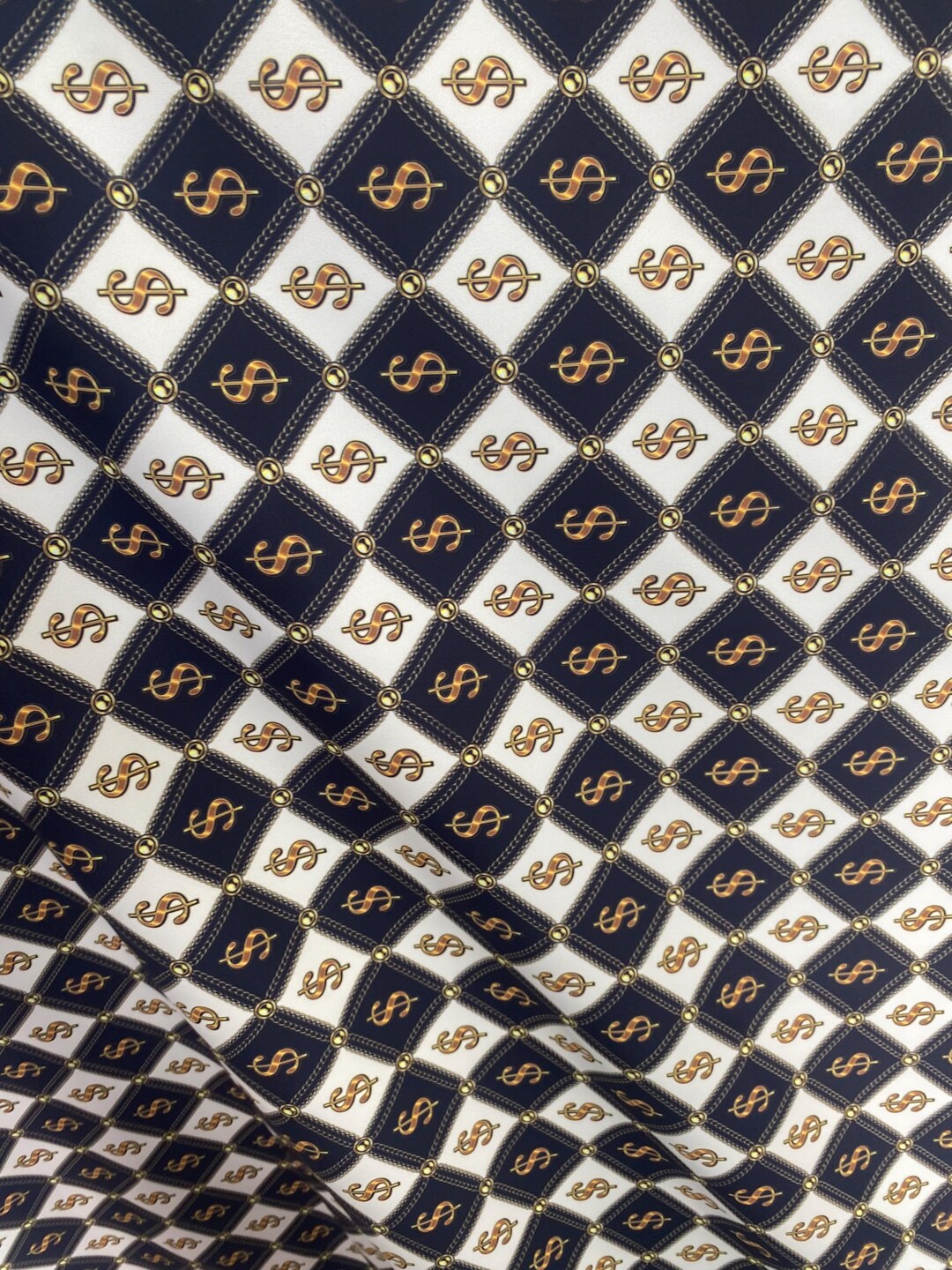 Checkered Dollar Sign Spandex 4 Way Fabric by the Yard - Etsy