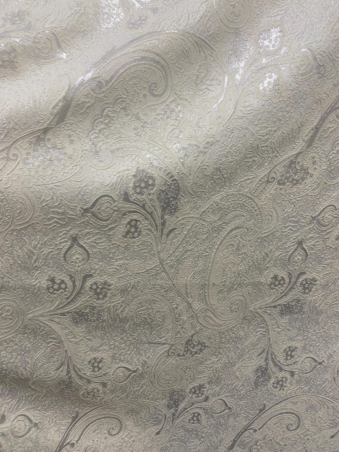 Off White /silver Jacquard Paisley Light Weight Multi Purpose Fabric by ...