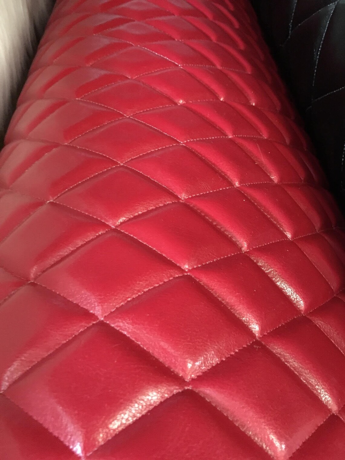 Houston Red Faux Leather Quilted Vinyl Fabric Foam With 3/8" Foam ...