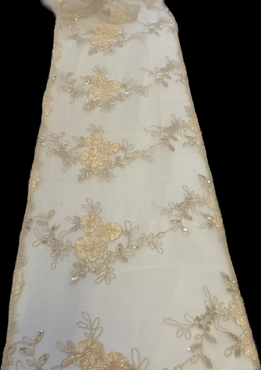 14”x108” Gold or Silver Floral Leaf Embroidered , Mantel, Table Runner ...
