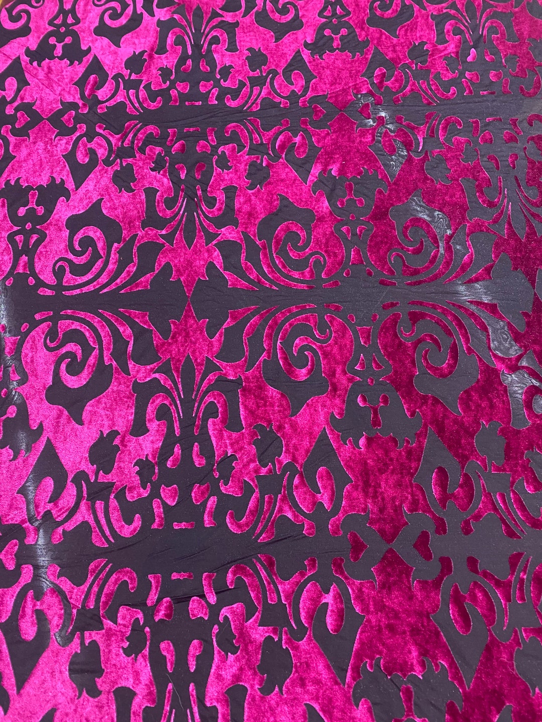 Fuchsia Damask Stretch Burnout Velvet Lace Great for so Many Beautiful ...