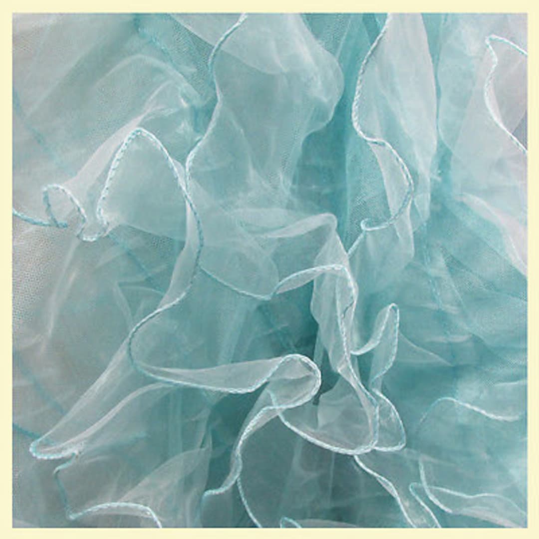 Aqua Ruffled Organza Fabric Draping Craft Wedding Party Decor Fabric ...