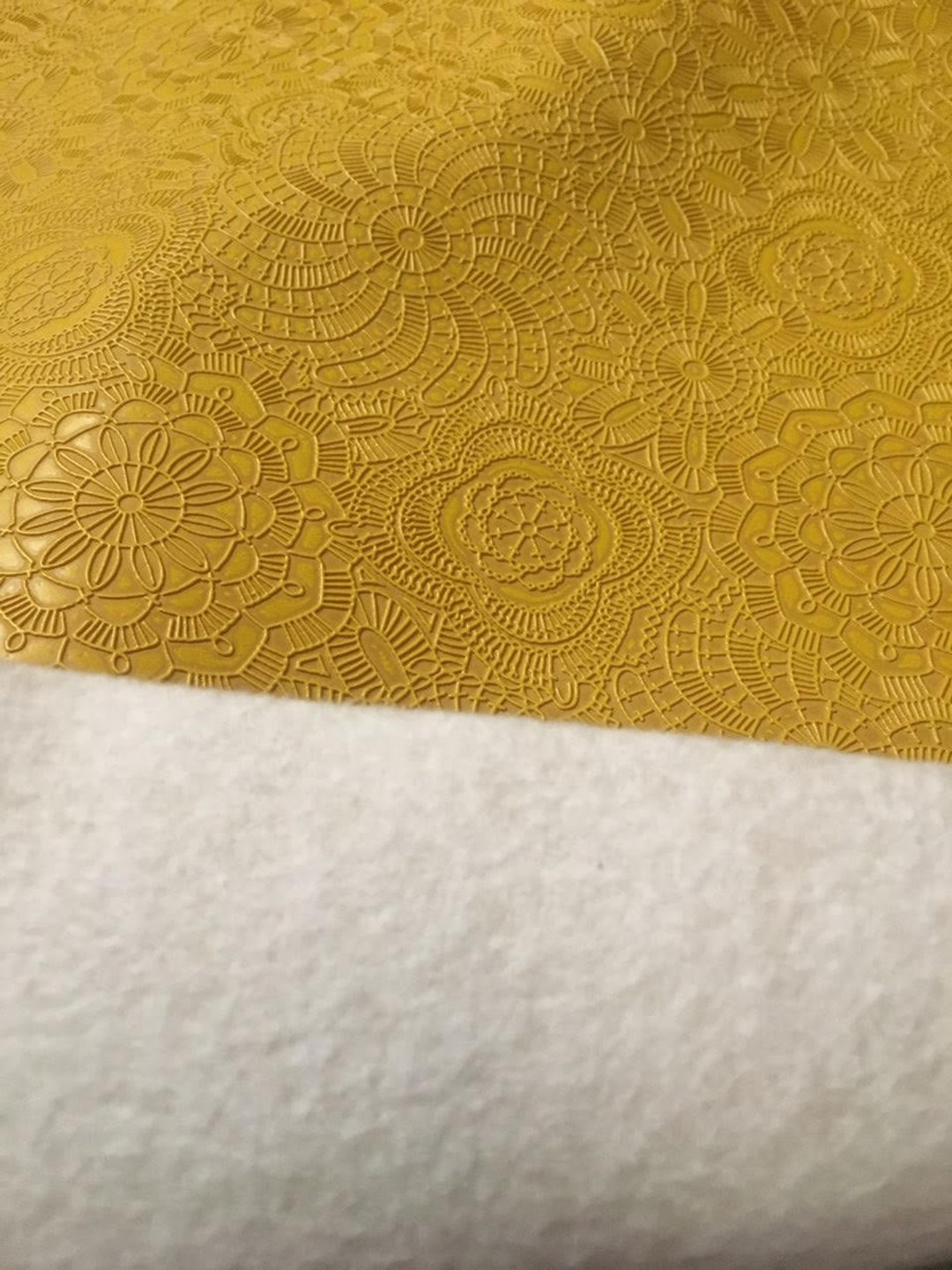 Yellow Sphere Embossed Faux Leather Vinyl Upholstery Fabric by the Yard ...