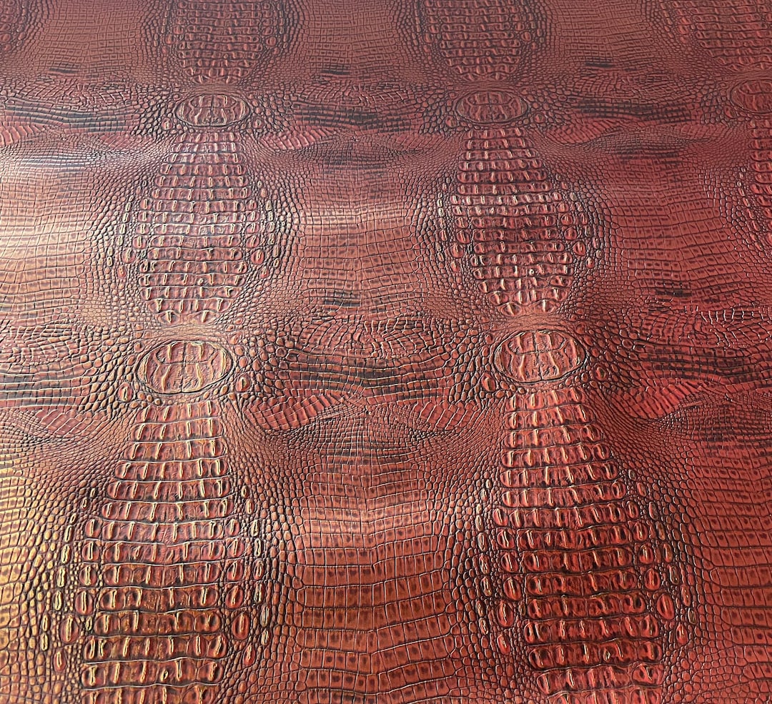 Red Black Big Alligator Embossed Vinyl Leather Upholstery Fabric - Etsy