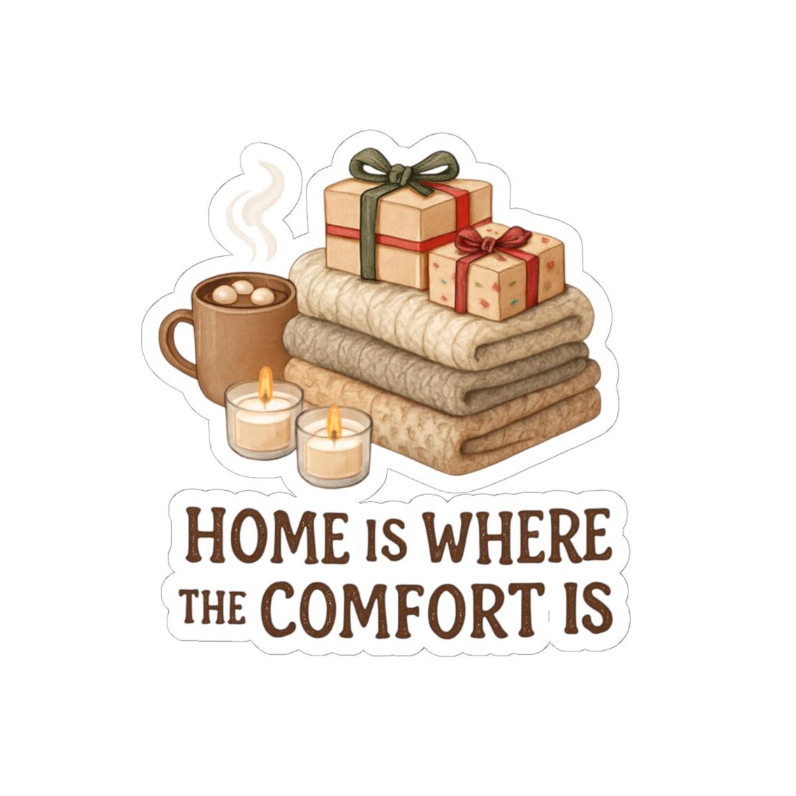 Home is Where the Comfort is Sticker | Cozy Blanket Candle Mug Kiss-cut ...