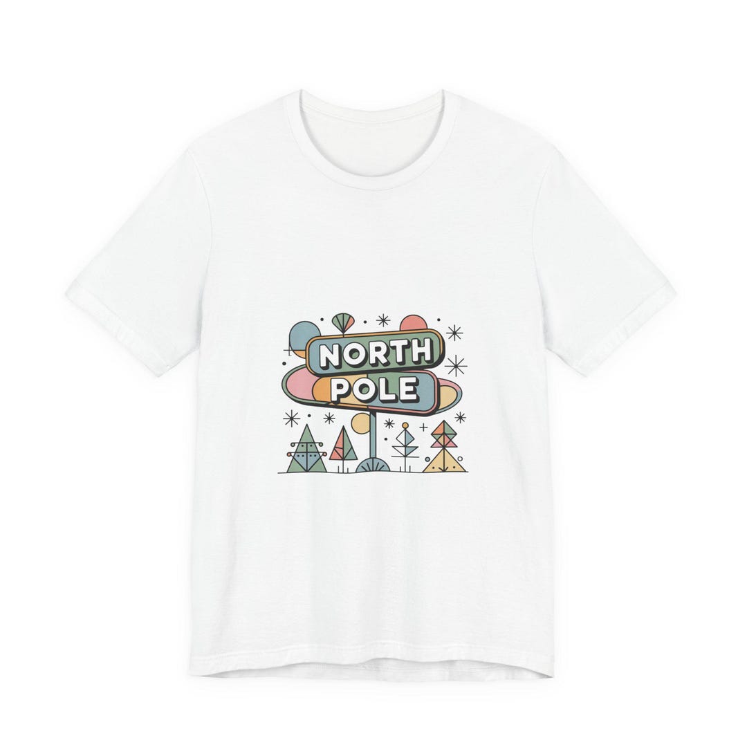 North Pole Sign Tee | Mid Century Christmas, Retro Holiday Sign - Etsy