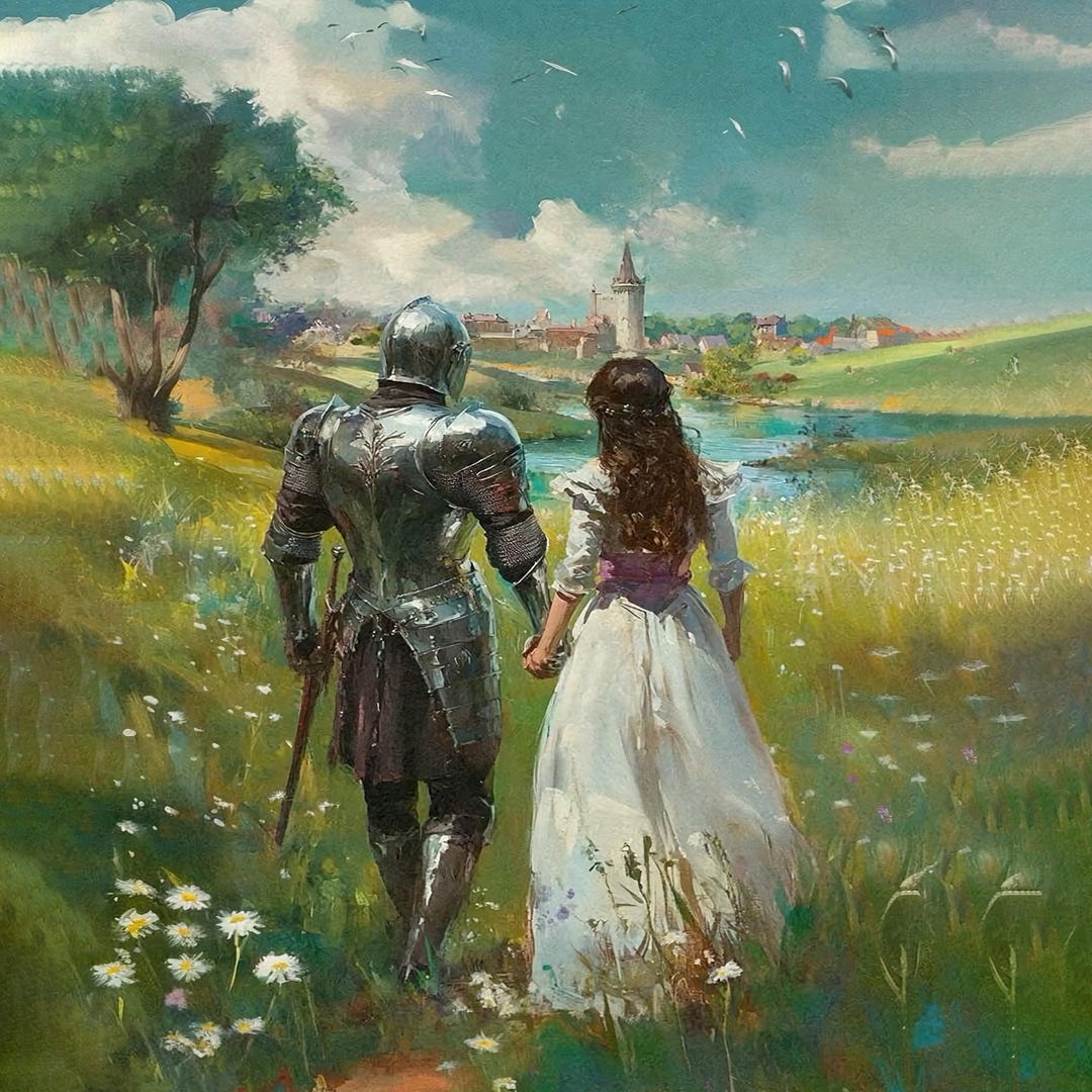 Medieval Knight Couple Art | Fantasy Love Oil Painting, Knight and ...