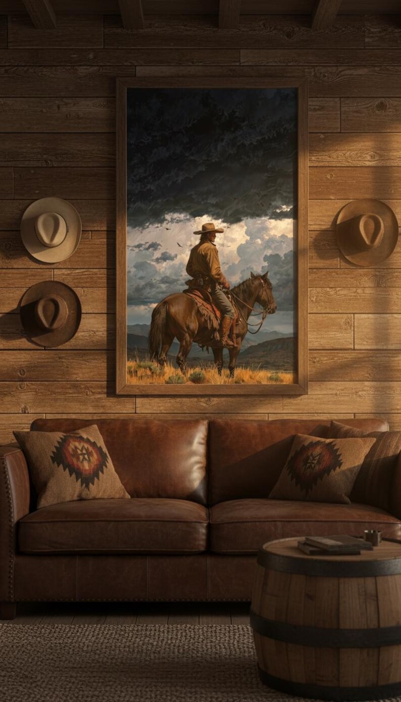 Vintage Cowboy on Horse Art Print | 1880s Western Decor (digital ...