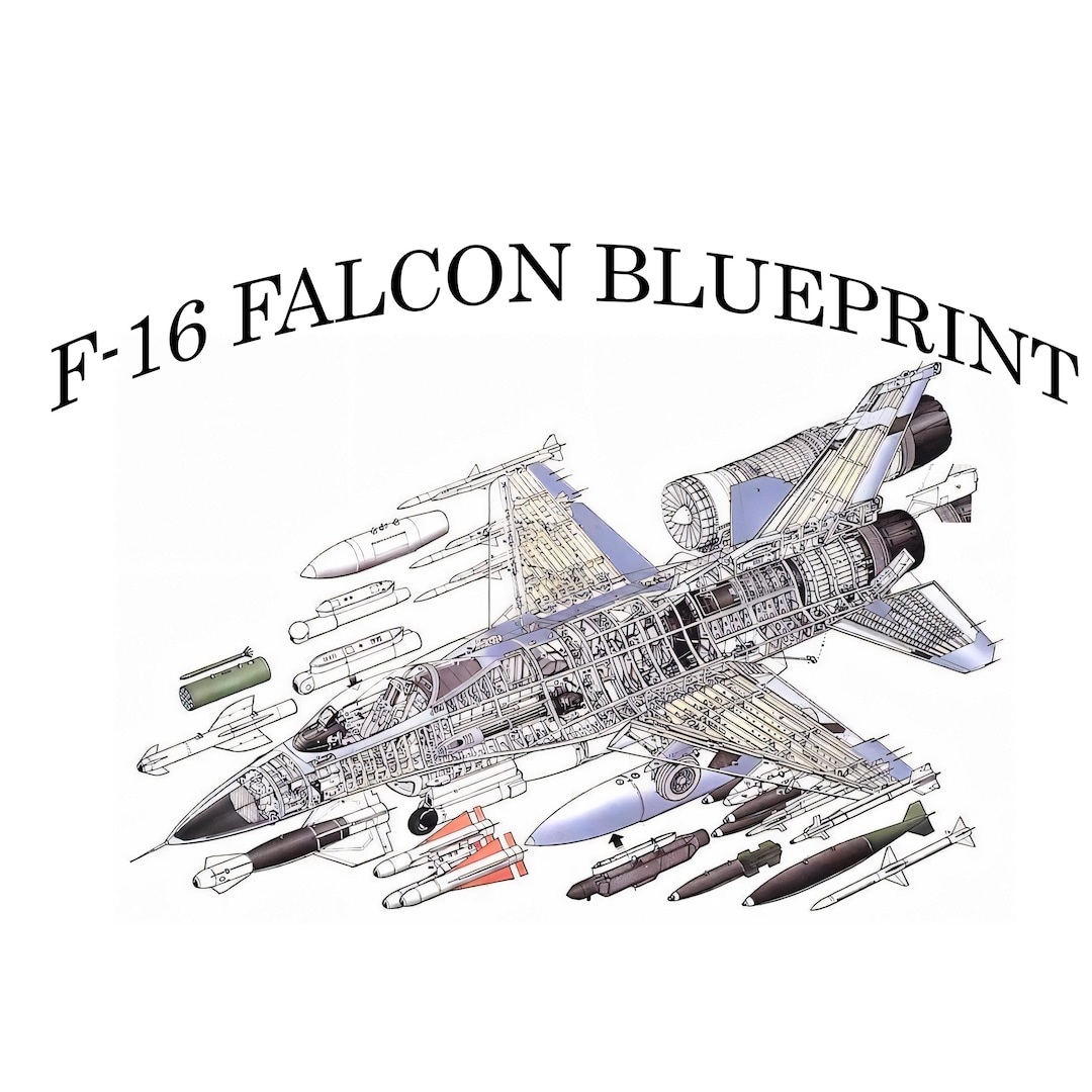 F-16 Fighting Falcon Blueprint Art Set | Military Aviation Decor ...