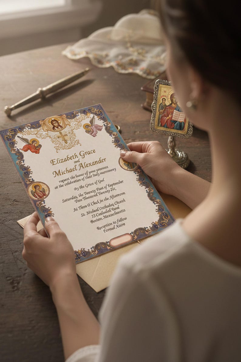 Religious Wedding Invitation Template | Religious Medieval Icon Style ...