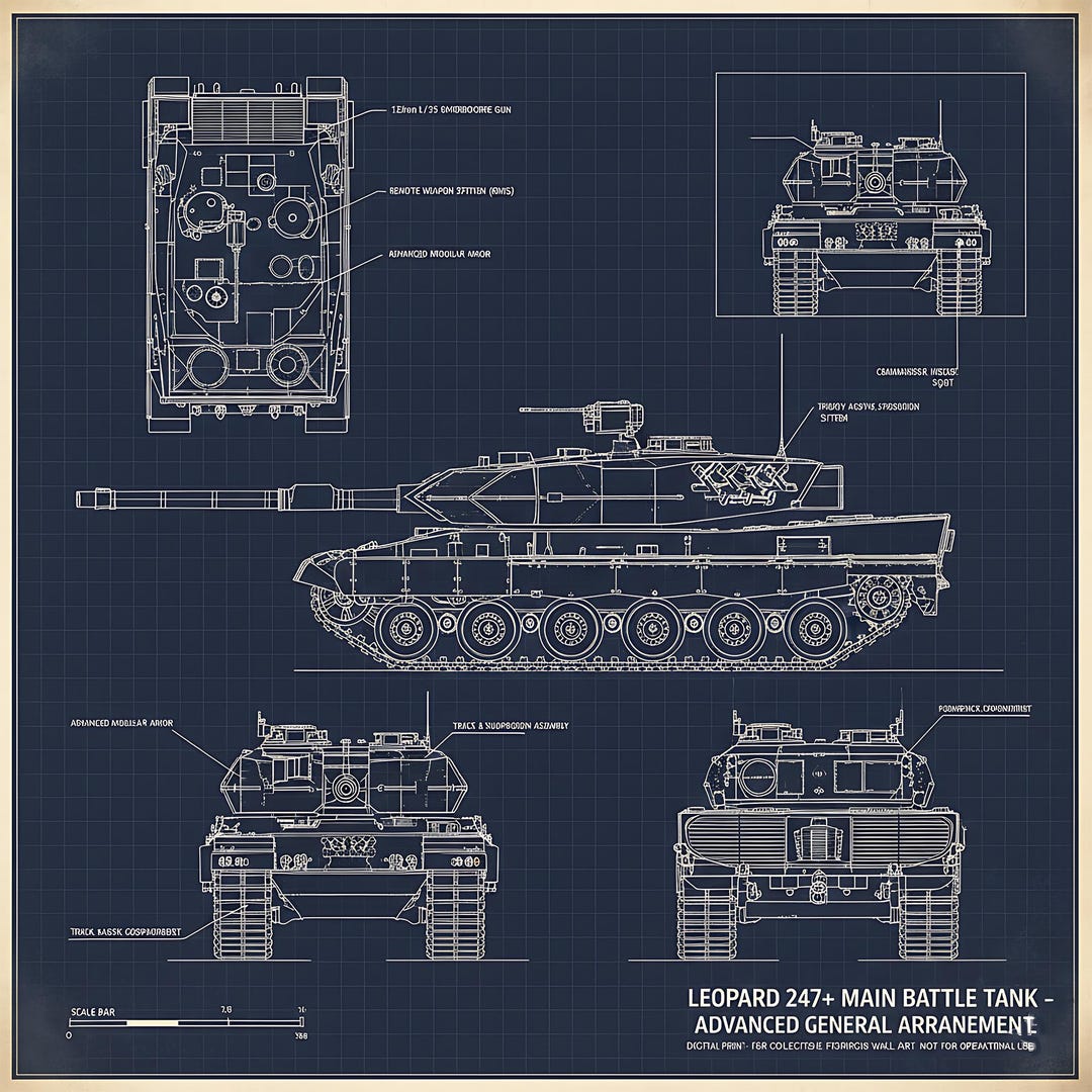 Leopard Tank Blueprint Art | Military Vehicle Print (digital Download ...