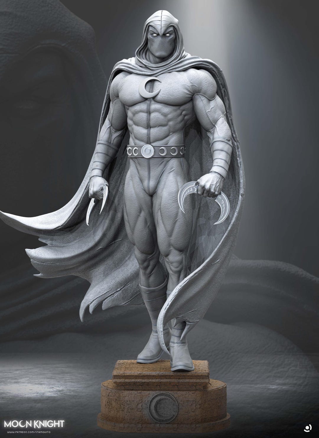 Moon Mask Vigilante STL | 3D Print Figurine Lunar Muscle Fighter ...