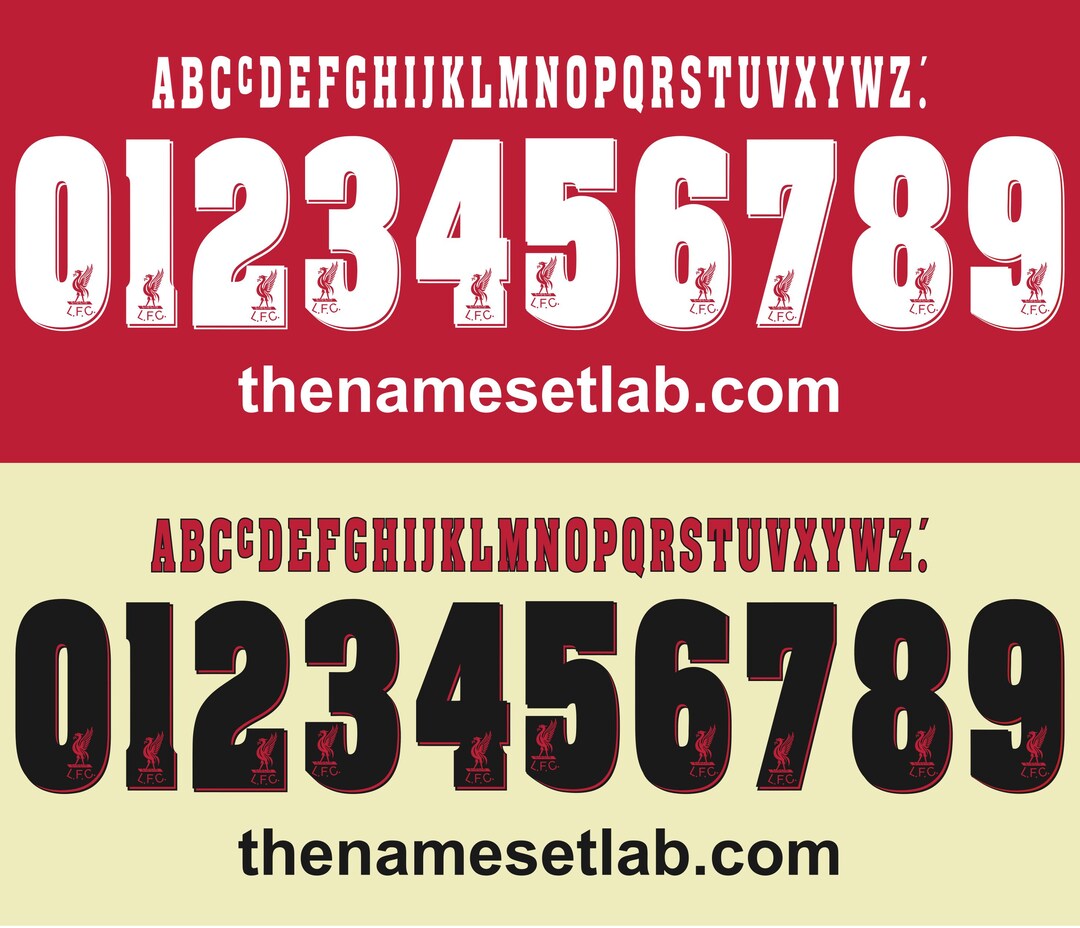 Liverpool 1996-1997 UCL / Cup Font Nameset AI File - Retro Font ...