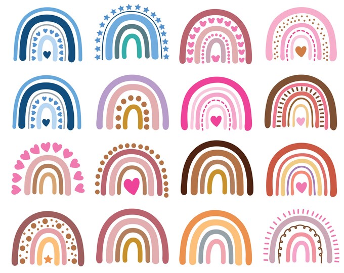 Boho Rainbow for Commercial Use, Layered SVG Cut File, Bohemian Rainbow ...