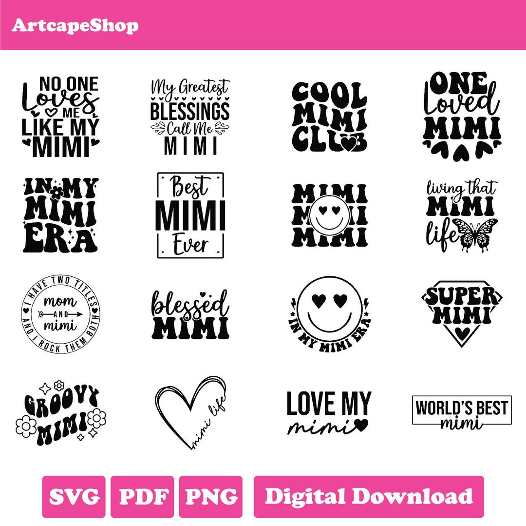 Mimi Svg Bundle, Blessed Mimi Svg, Mimi Heart Svg ,mimi Life Svg, Mimi ...