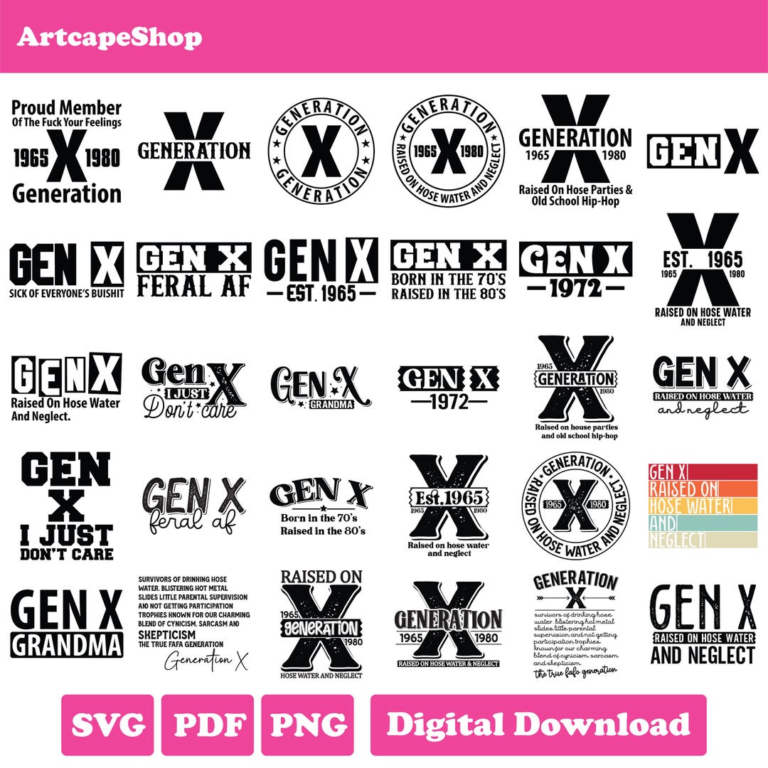 Gen X SVG Bundle, Generation X PNG Bundle, Retro Gen X Shirt, Raised on ...