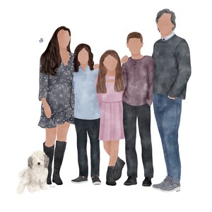 Custom Faceless Family Portrait Commission Digital Printable ...