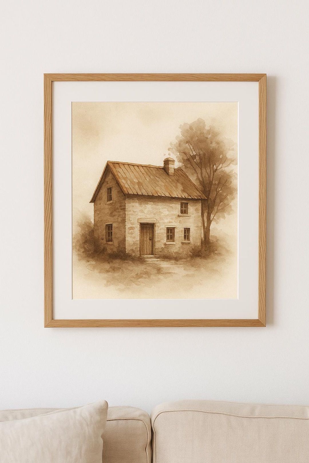 Vintage Stone House Watercolor Print, Farmhouse Wall Art - Etsy