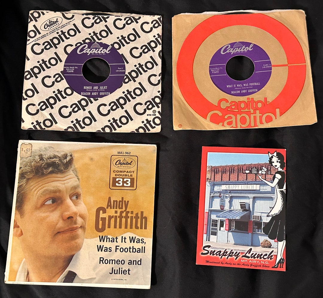 Andy Griffith Three RARE 45s: What It Was Was Football, Romeo & Juliet ...